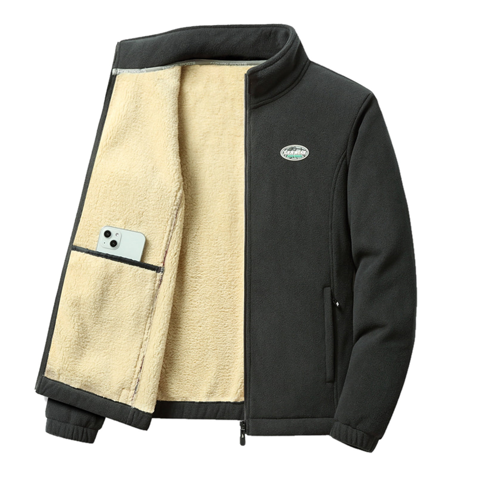 Aayomet Coats For Men Plush Coral Velvet Solid Splice Jacket Stand