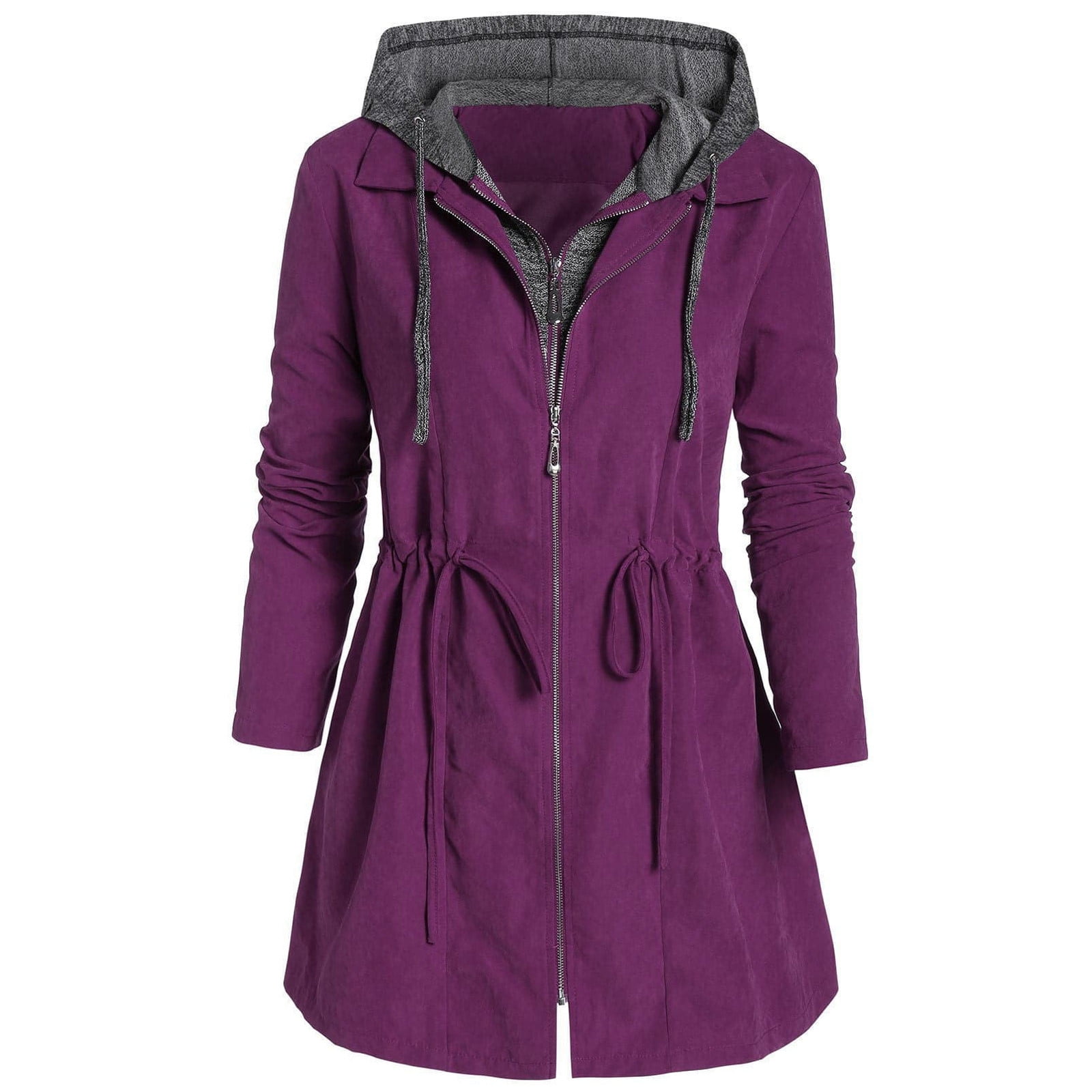 Aayomet Women's Elegant Winter Overcoat, Purple 4XL, Mid-thigh Length ...