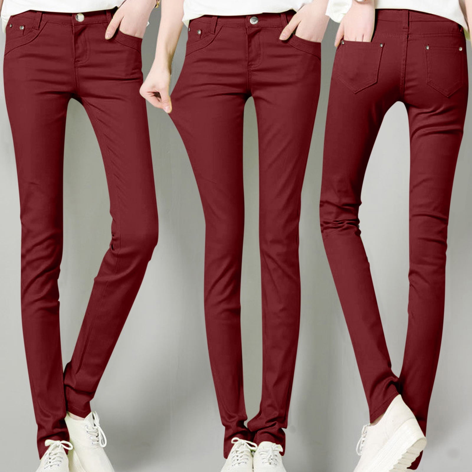 Aayomet Dress Pants Women Women High Rise Fashion Jean Classic Solid ...