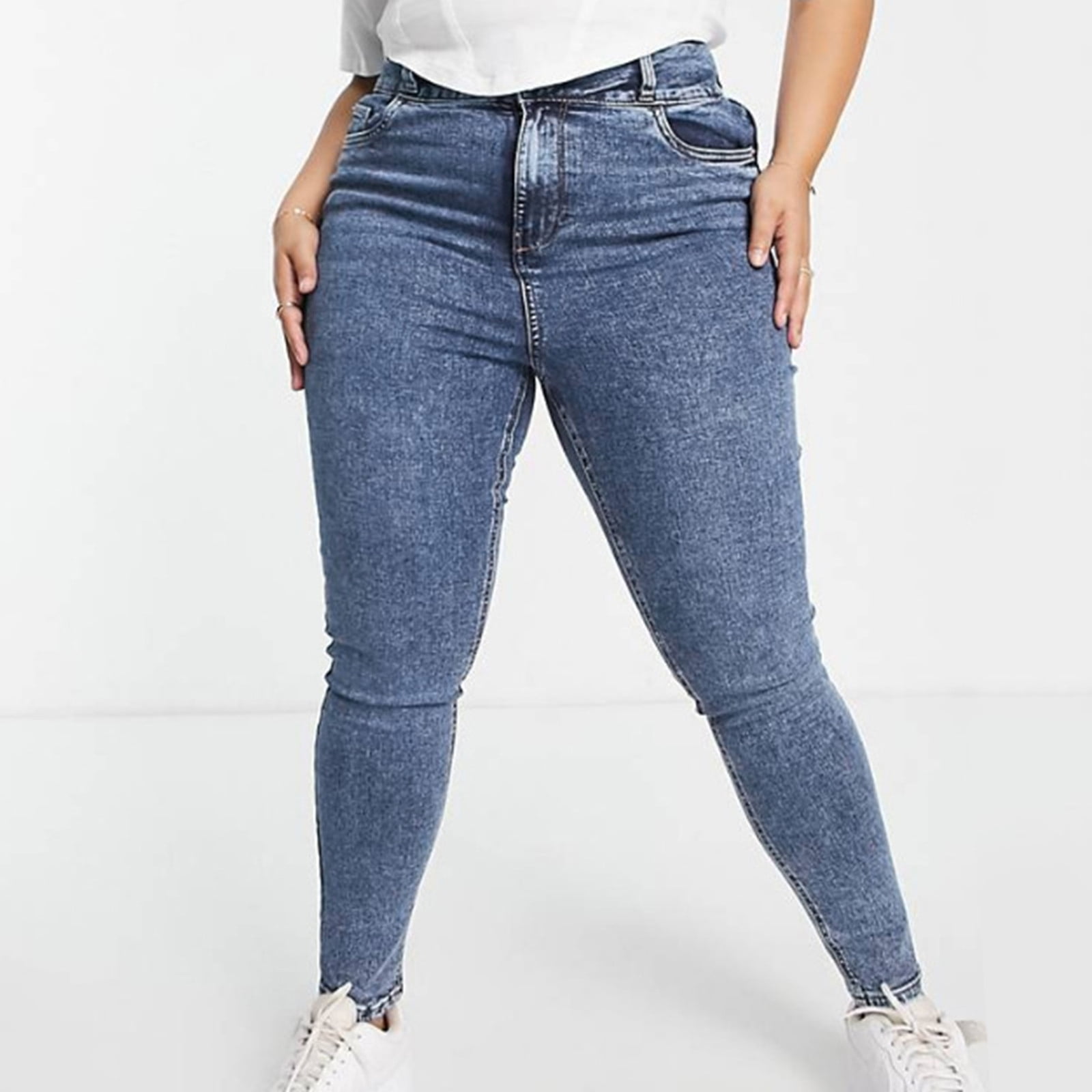Aayomet Jeans for Women Double Button Fashionable Stretch Cotton High ...