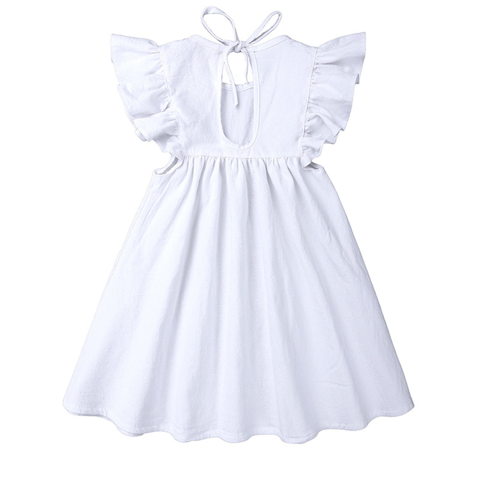 Aayomet Kids Girls Toddler Soild Fly Sleeves Lace Princess Girls Dress ...