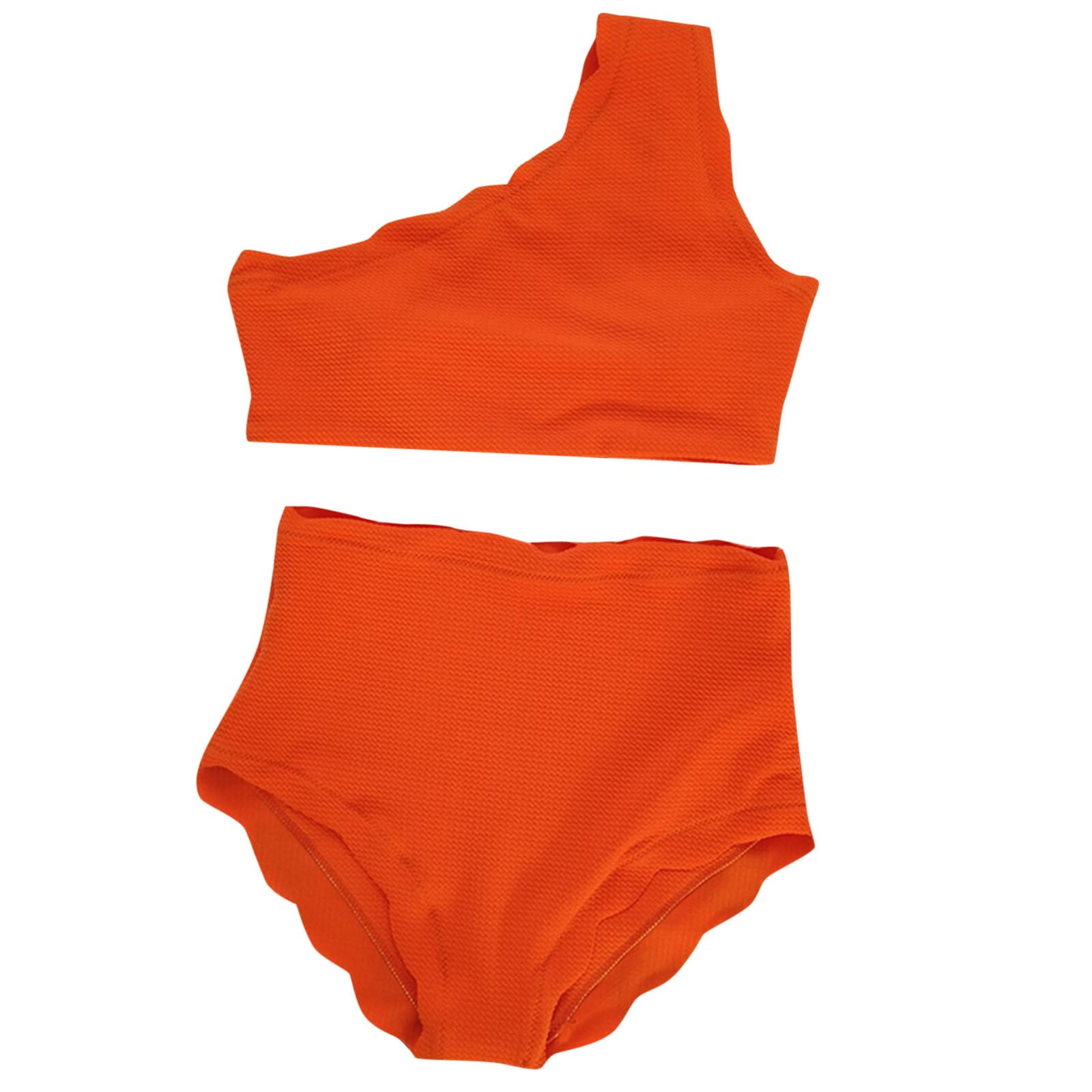 Aayomet Plus Size Bikini One Shoulder Bikini Set For Women Scalloped