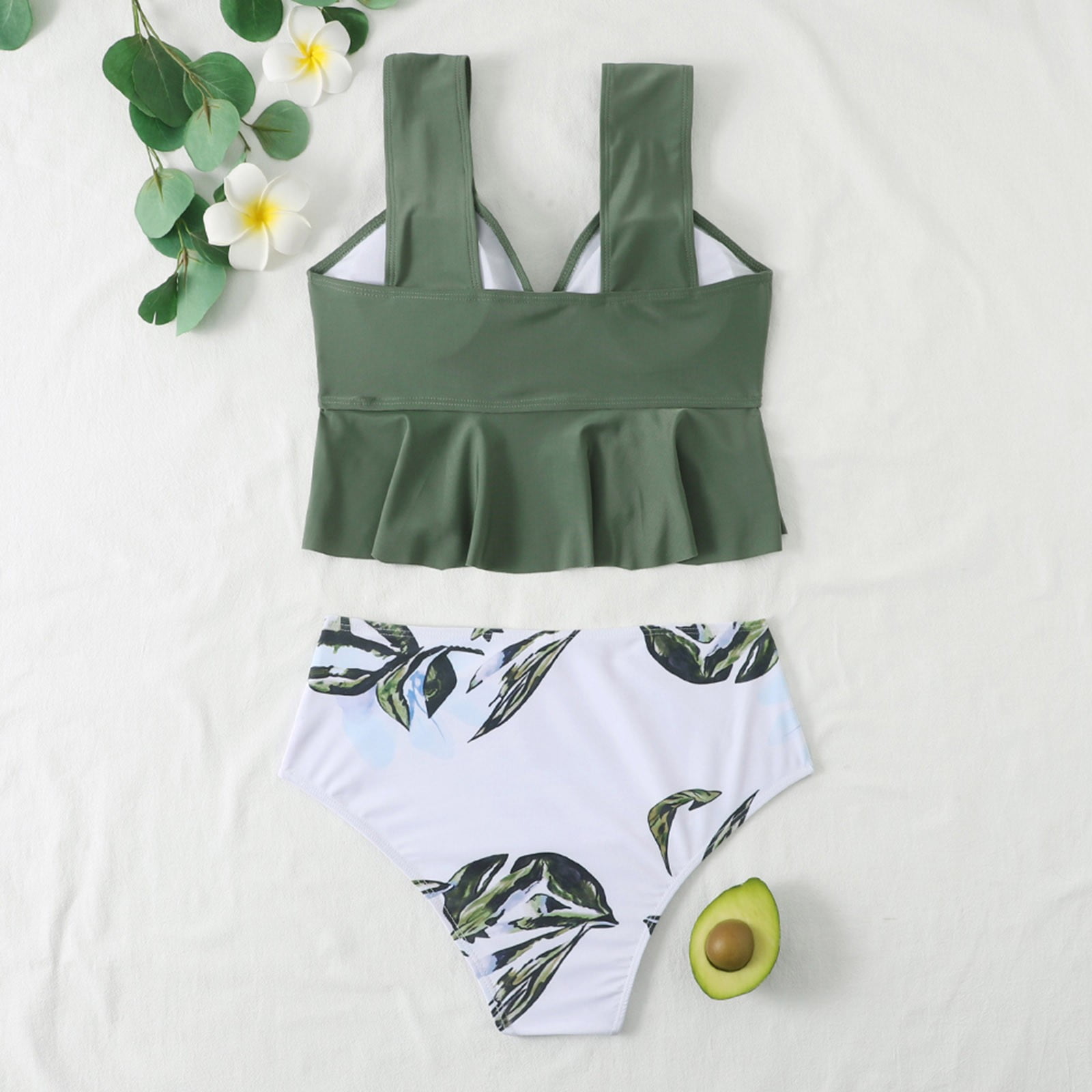 Aayomet Retro High Bather Swimsuit Bikini Swimwear Two Bathing Print