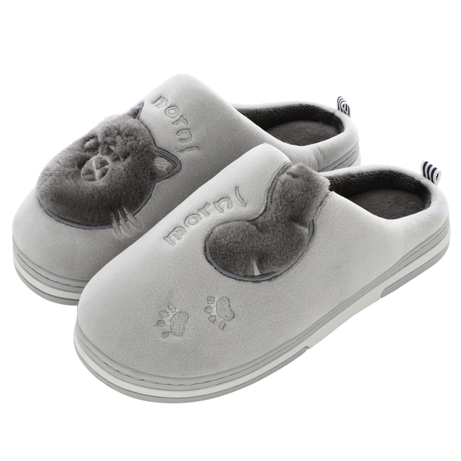Aayomet Slippers for Men On Furry Plush Flat Home Winter Round Toe Keep ...
