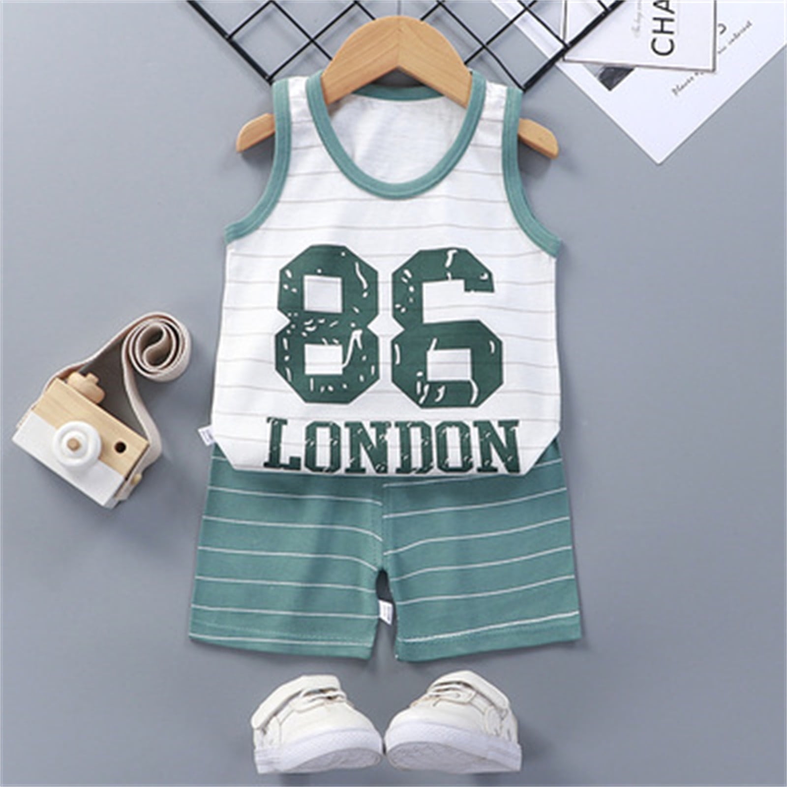 Aayomet Toddler Tops Set Boys Vest+Shorts Outfits Sleeveless Kids ...