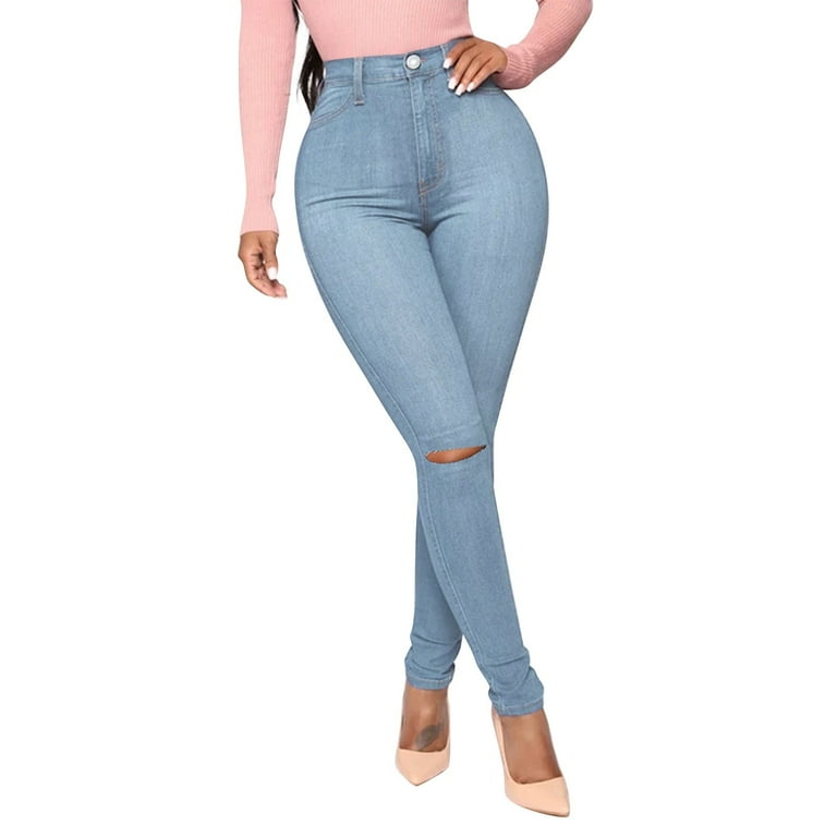 Aayomet Women Jeans Bootcut Stretch Women Patchwork Jeans High Waisted Straight Leg Stretch Denim Pants Girls Fashion Color Block Patch Jeans B L Walmart