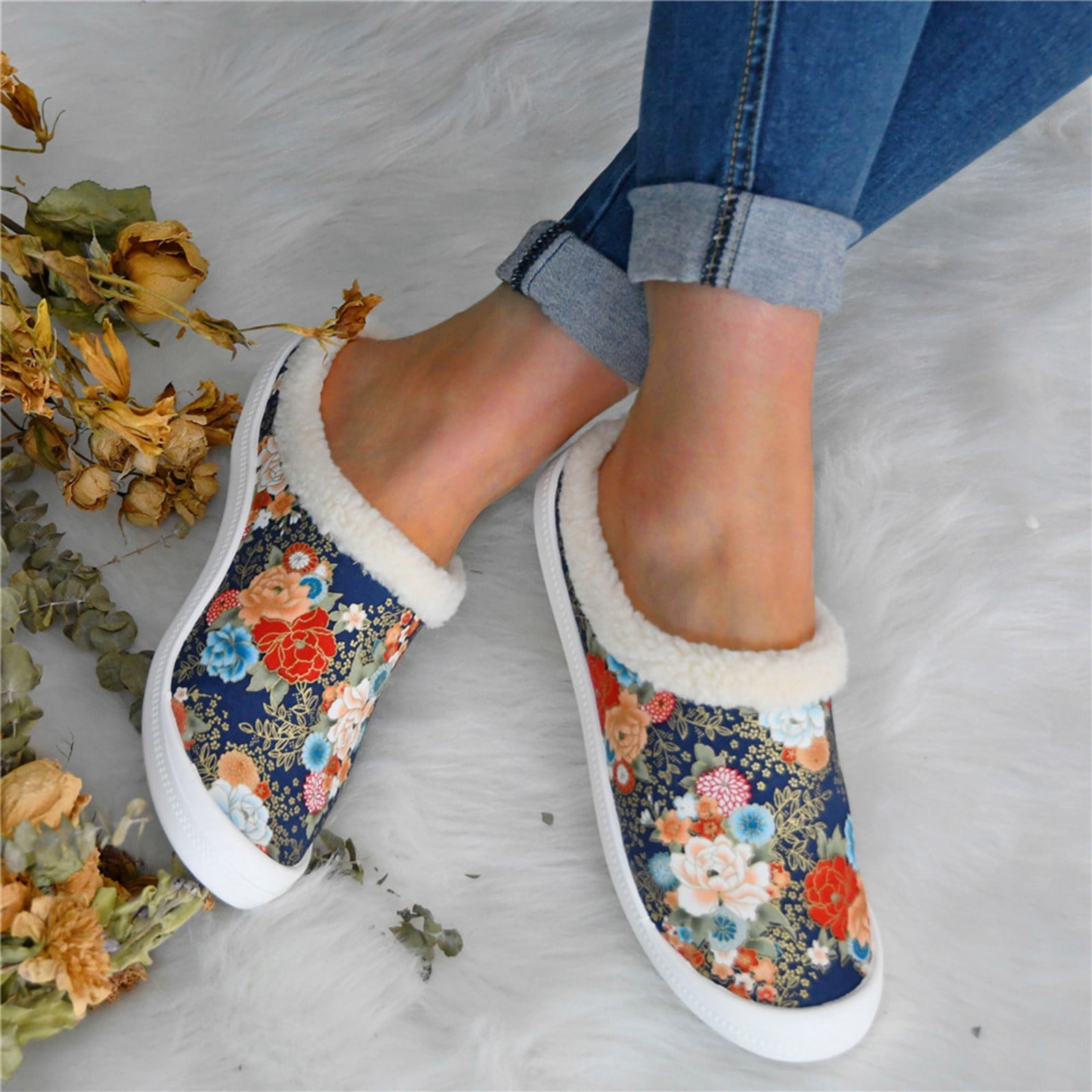 Aayomet Women's Slippers Women's Micro Suede Moccasin Indoor Outdoor ...