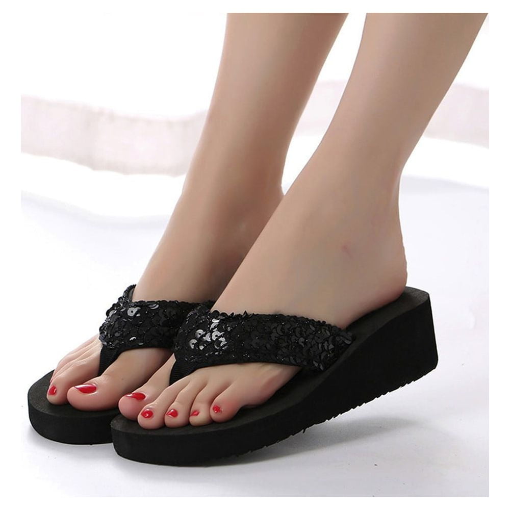 Aayomet Women's Summer Sequins -Slip Sandals Slipper Indoor & Outdoor ...