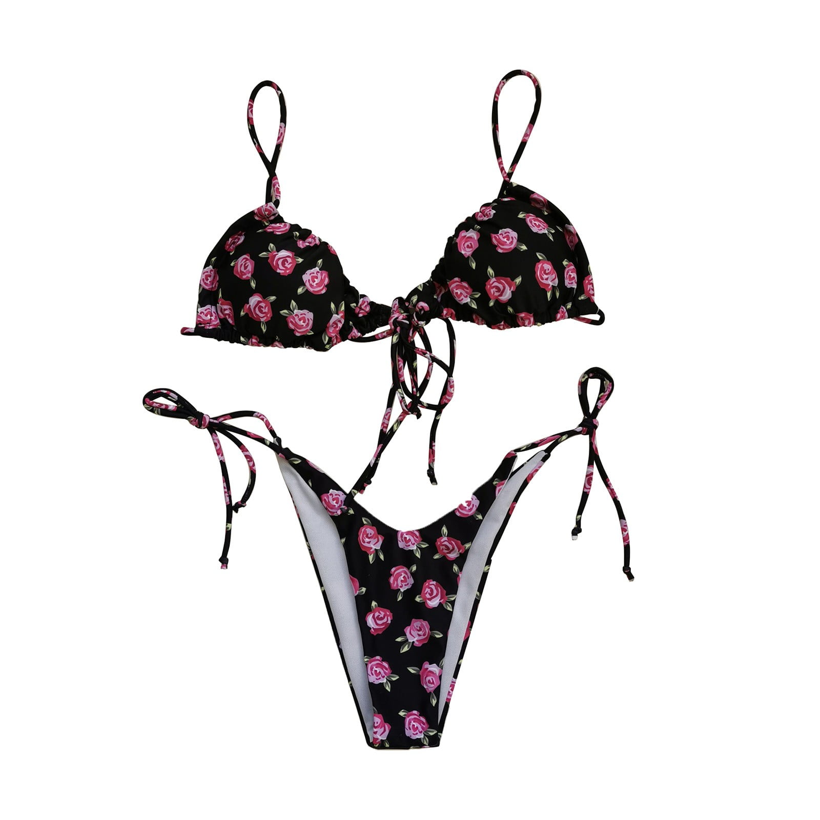 Aayomet Womens Two Piece High Cut Sets Tie Side Thong Swimsuit Tie String Triangle Bikini