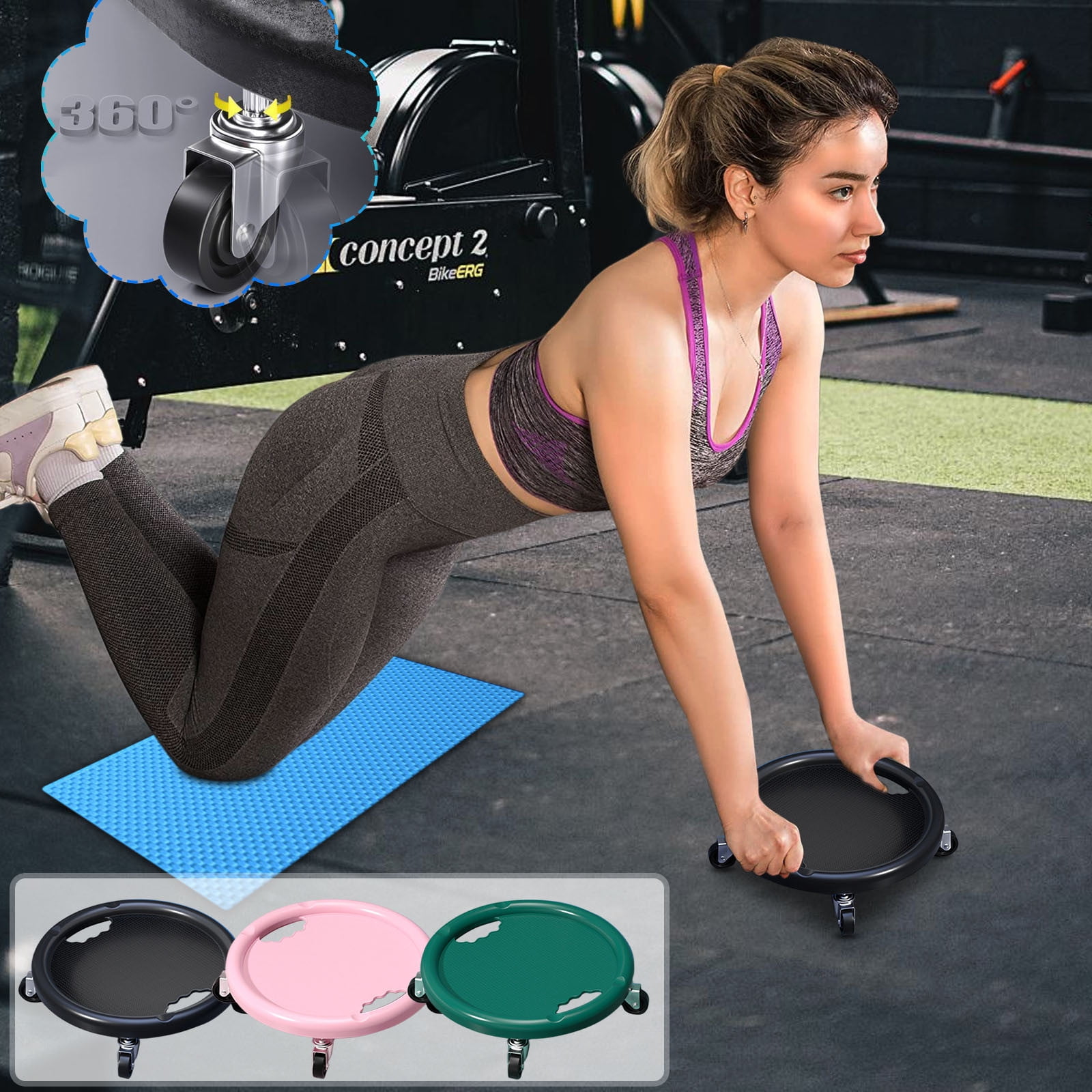 Ab Roller Wheel 360° Rotating Core Trainer with Mat for Burning Tummy ...
