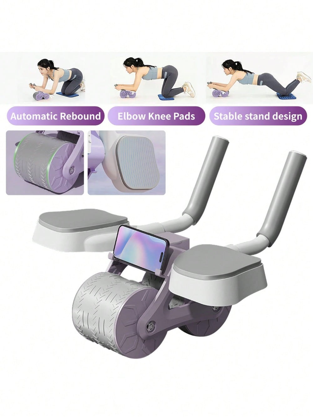 Ab Roller Wheel Automatic Rebound Abdominal Exercise Wheel with Elbow ...