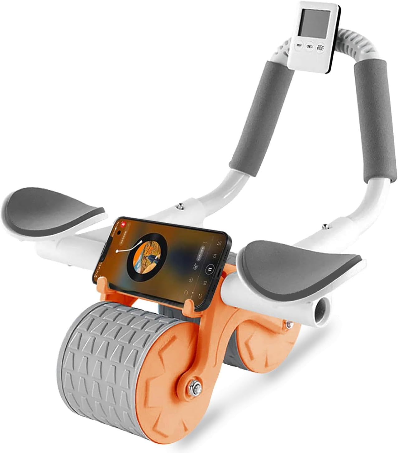 Ab Roller Wheel with Knee Mat & Timer, Automatic Rebound Abdominal ...