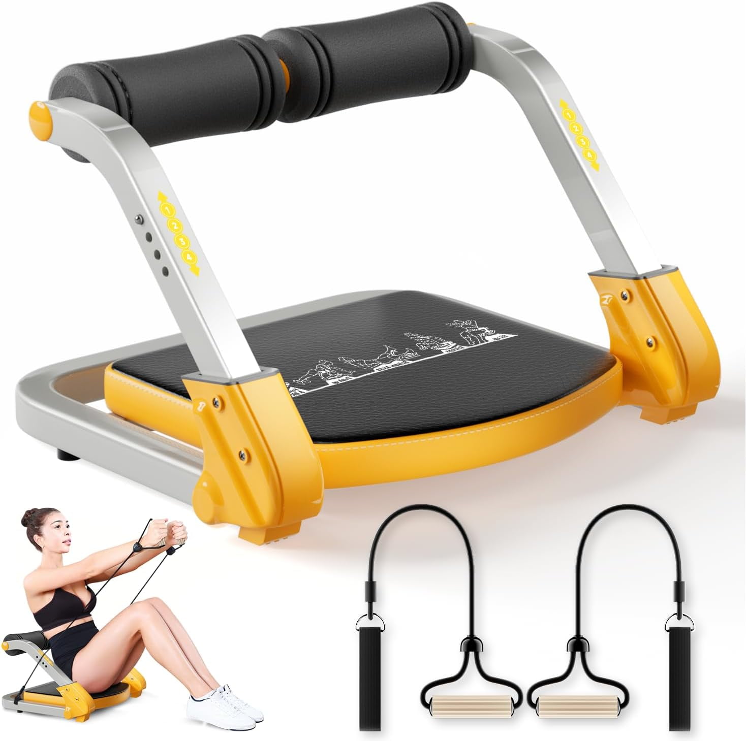 Ab Trainer/Crunch Machine, Ab Workout Equipment, 4 Adjustable ...