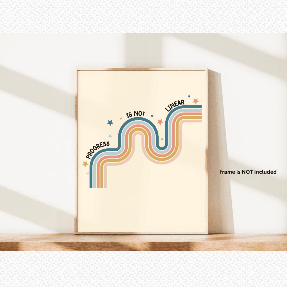 Aba Clinic Decor, Progress Is Not Linear, Therapist Wall Art, Aba ...