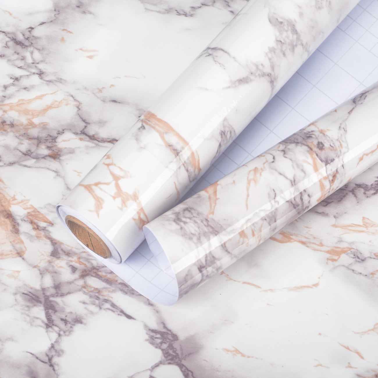 AbaBoorty 196" x15.8" White Brown Marble Contact Paper Glossy Marble ...