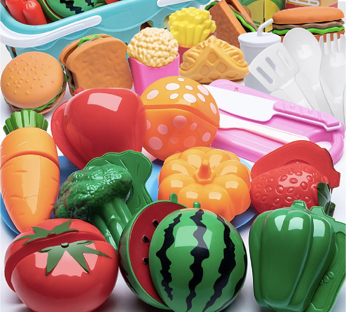 Ababeny 28 Pcs Cutting Pretend Play Food Toys Set For Toddlers and Kids ...