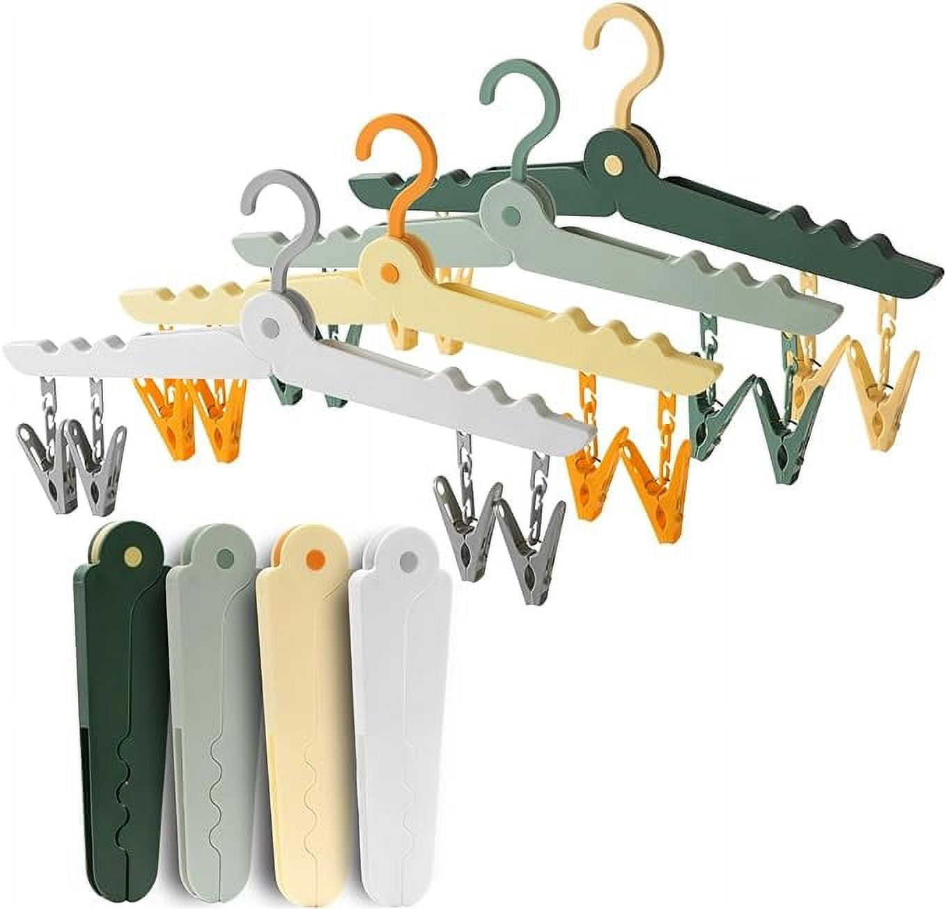 Ababeny 4 PCS Travel Hangers with Clips, Portable Folding Clothes Rack ...