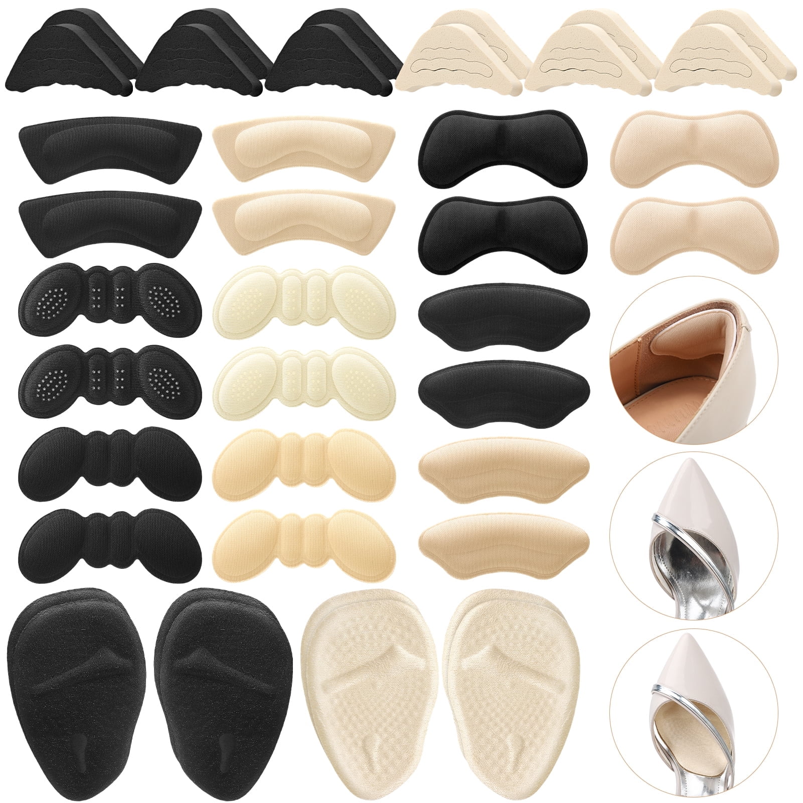 Abaima 20 Pairs Heel Cushion Pads, Toe Filler Inserts, Heel Grips, Foam ...