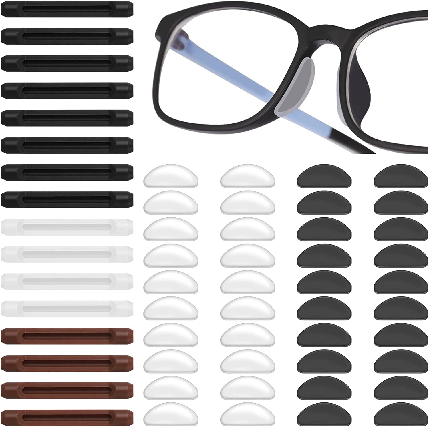 Abaima 28 Pairs Black Silicone Nose Pads for Glasses, Eyeglass Cushions ...