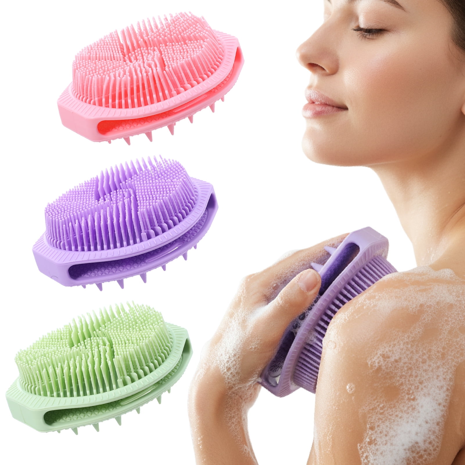 Abaima 3 Pcs Silicone Exfoliating Body Scrubber for Women Men, Silicone ...