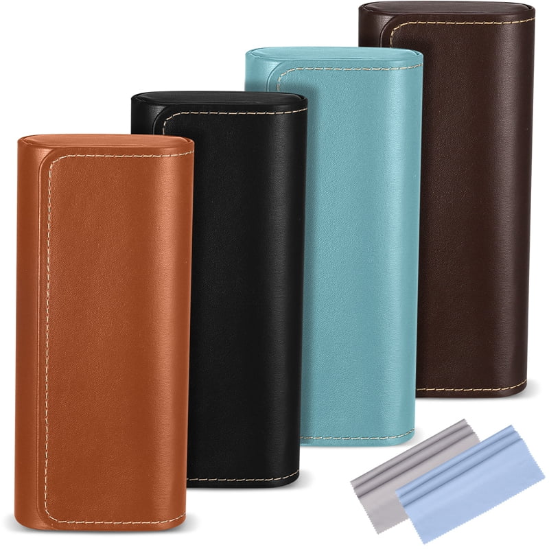 Abaima 4PCS Leather Glasses Case, Eyeglasses Case Hard Shell ...