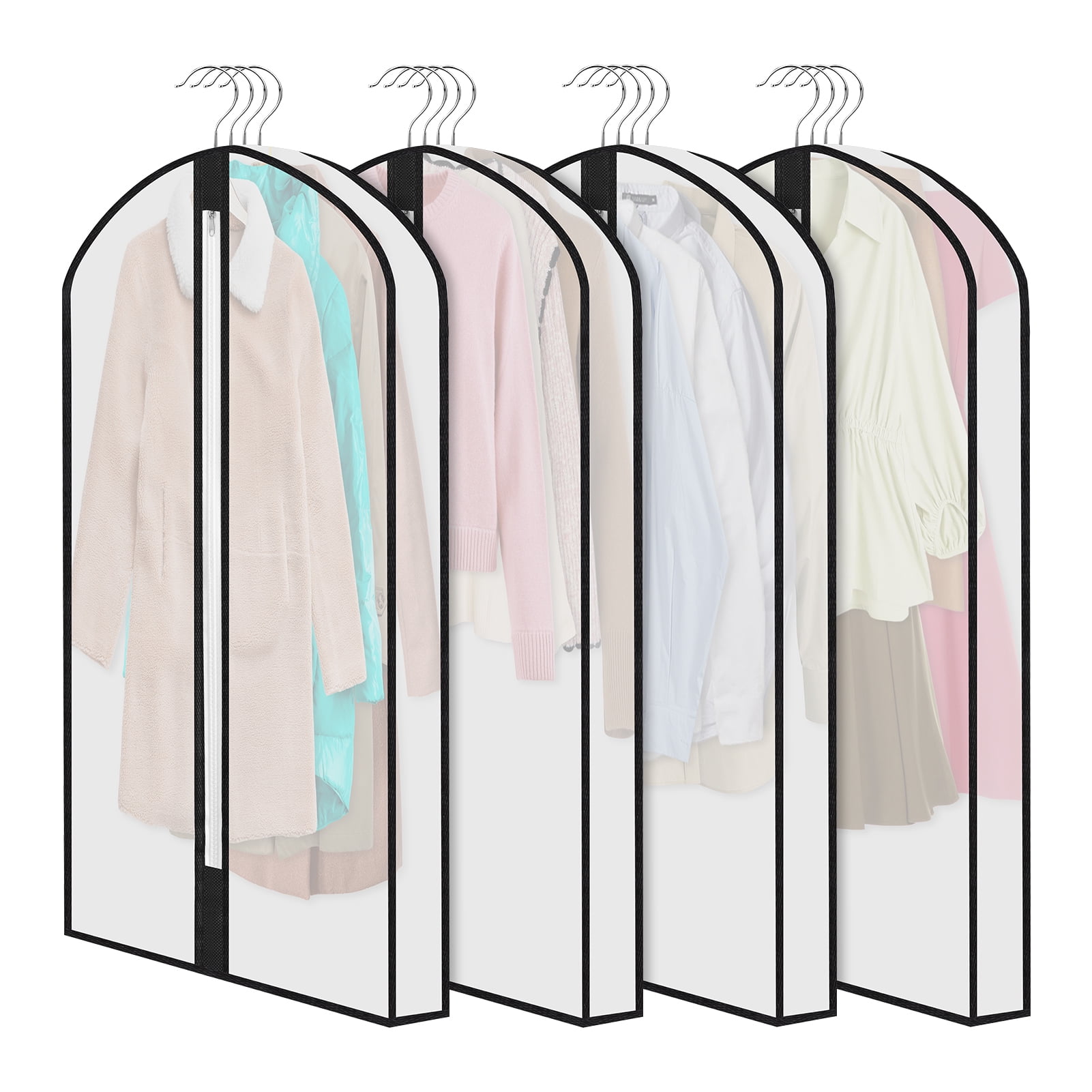 Abaima 4 Pcs 40" Clear Garment Bags for Hanging Clothes, 4" Gusseted ...