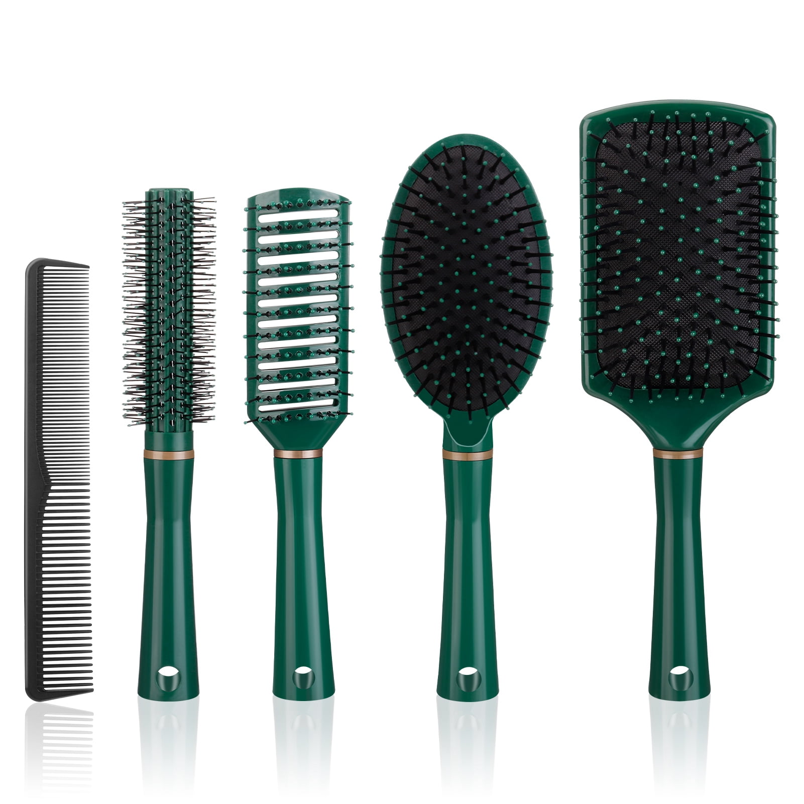 Abaima 5 Pieces Hair Brush Comb Set Detangling Paddle Brush Round Hair ...