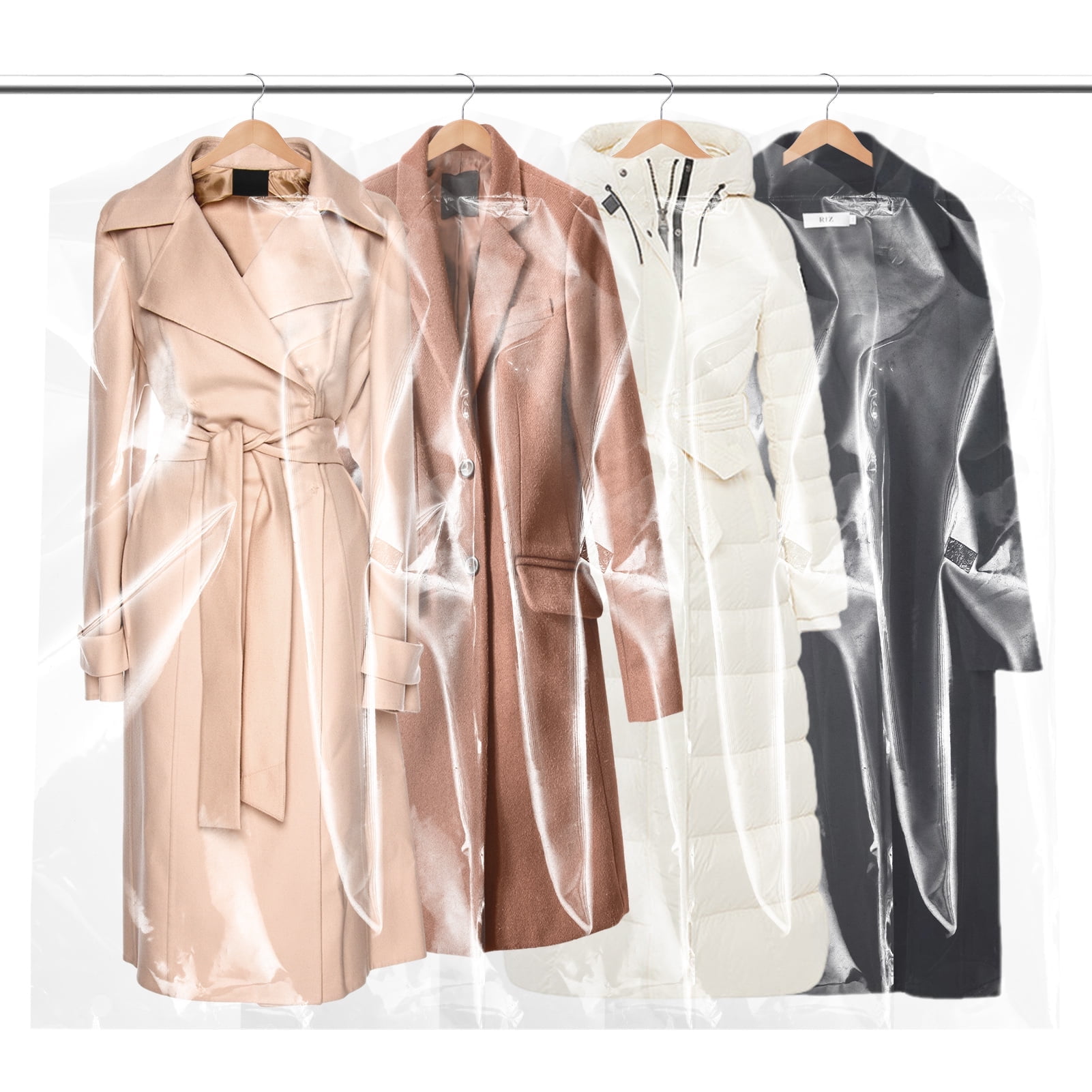 Abaima 50 Pack 60 inch Plastic Garment Bags for Hanging Clothes ...