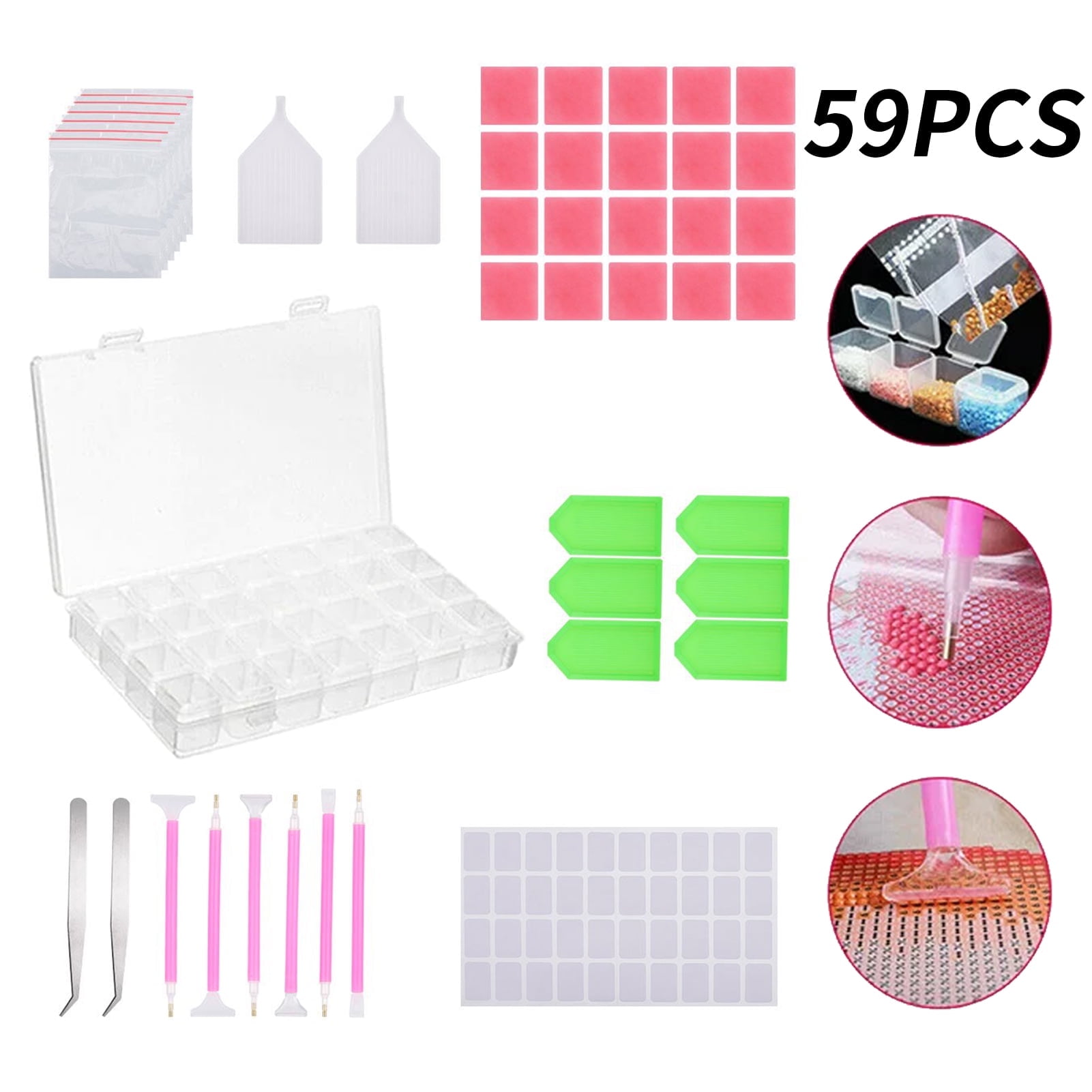BUBABOX 59Pcs 5D DIY Diamond Painting Kit with Tools, Bags, Storage Box ...