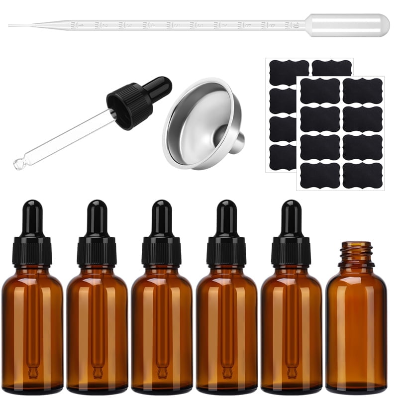Abaima 6 Pack 30ml Small Empty Glass Dropper Bottles with Pipette ...