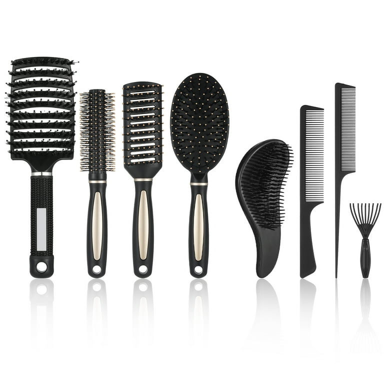 Abaima 8 in 1 Hair Brush Comb Set for Men Women Includes Paddle Round Detangler Brushes Ideal for Wet Dry Styling Walmart