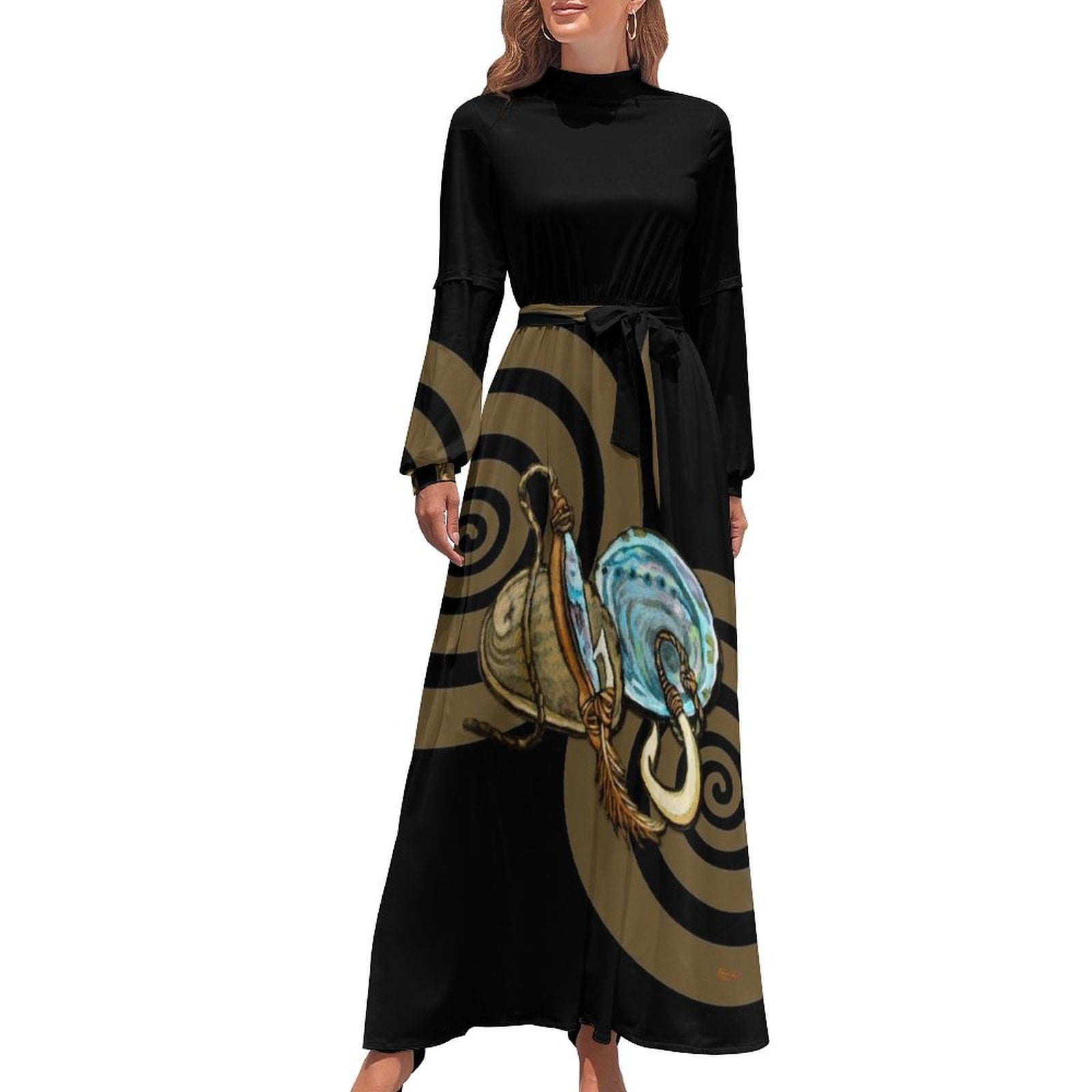Abal with Historic Maori Fishing Long Dress cocktail dresses women ...