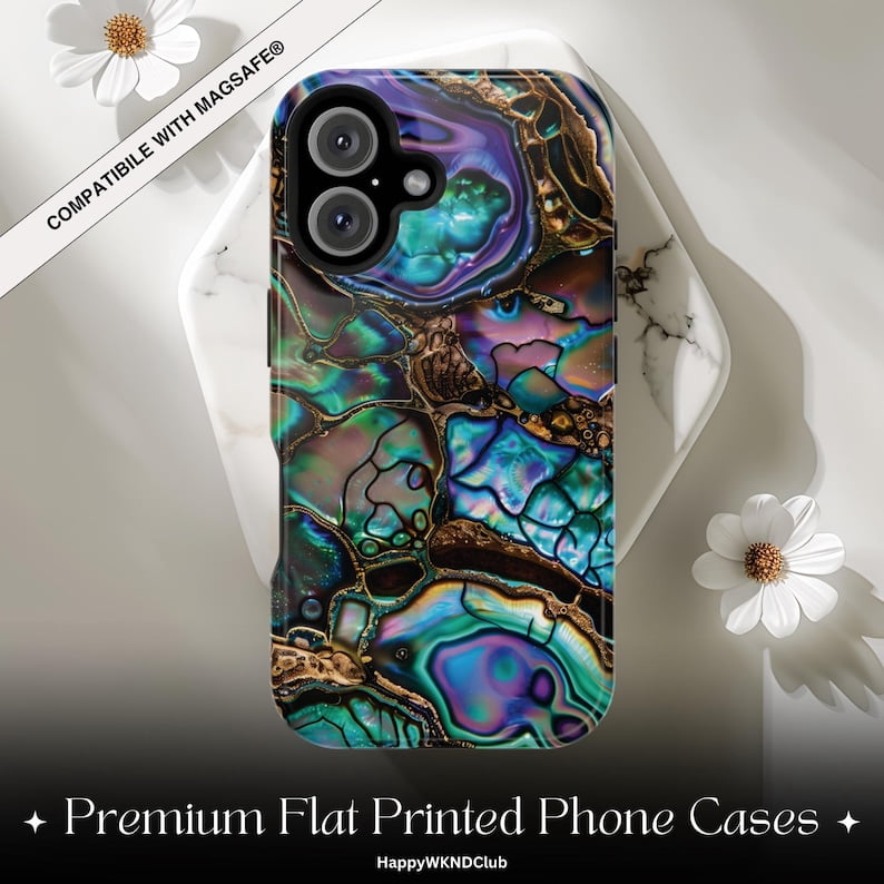 Abalone Mollusc Pattern Tough Phone Case, Seashell PRINTED Design ...