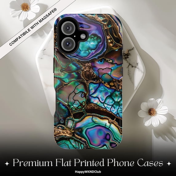 Abalone Mollusc Pattern Tough Phone Case, Seashell PRINTED Design ...