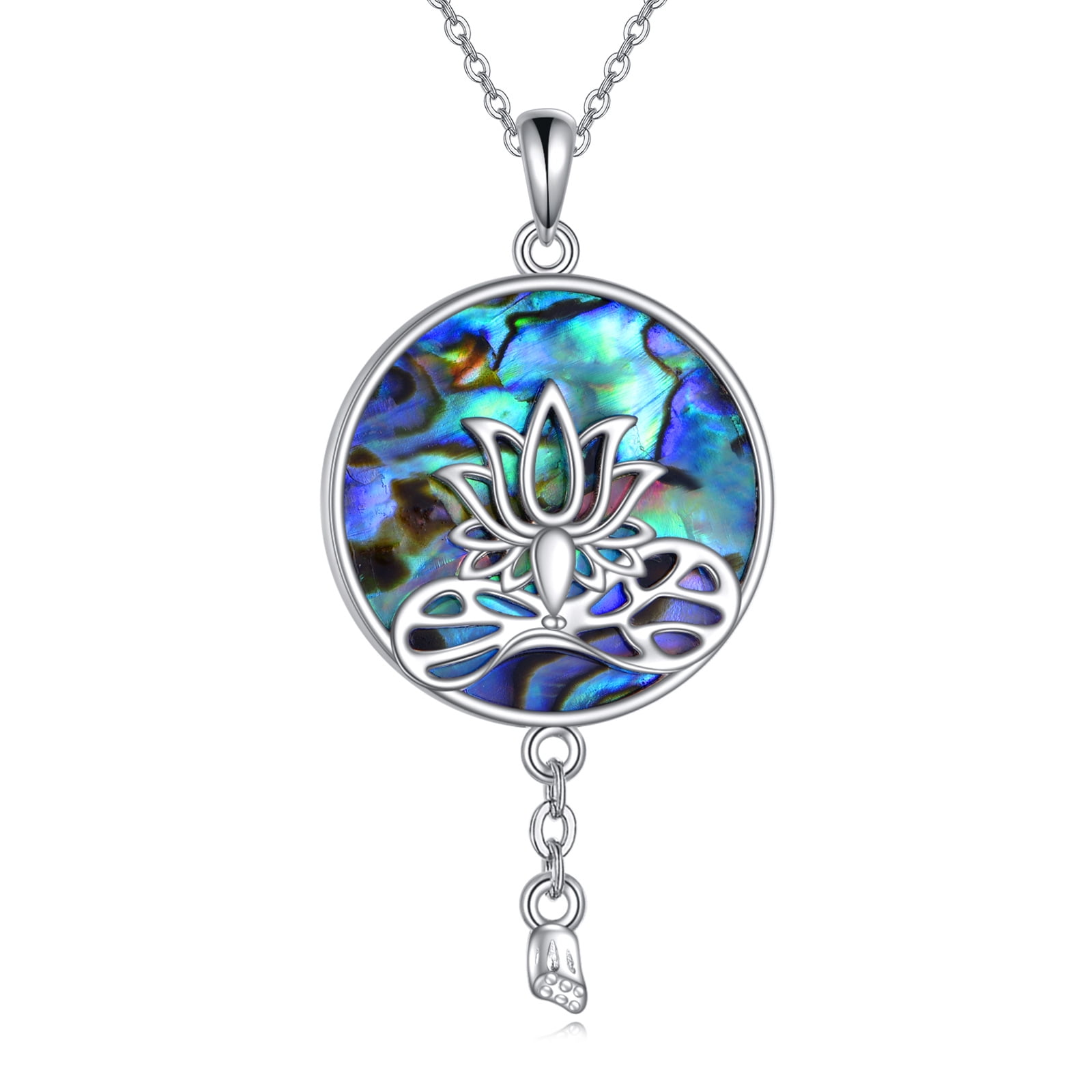 Abalone Necklace Lotus Pendant Necklace Sterling Silver Spiritual ...