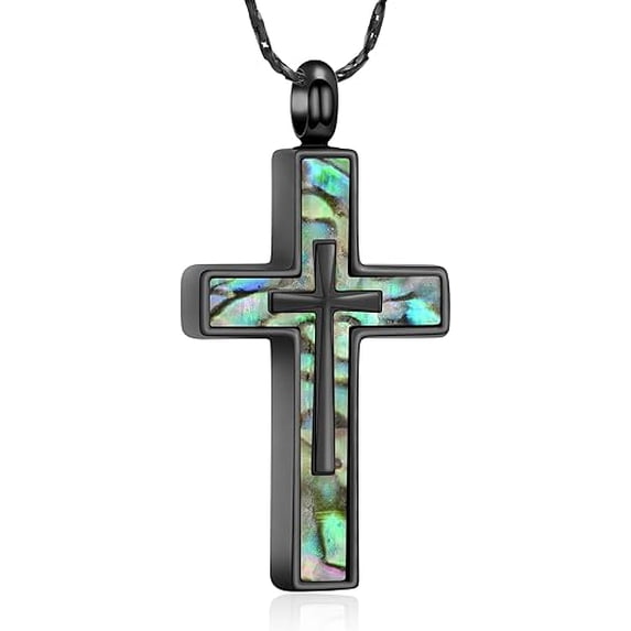 Abalone Shell Cross Urn Necklace for Ashes Cremation Jewelry for Ashes ...