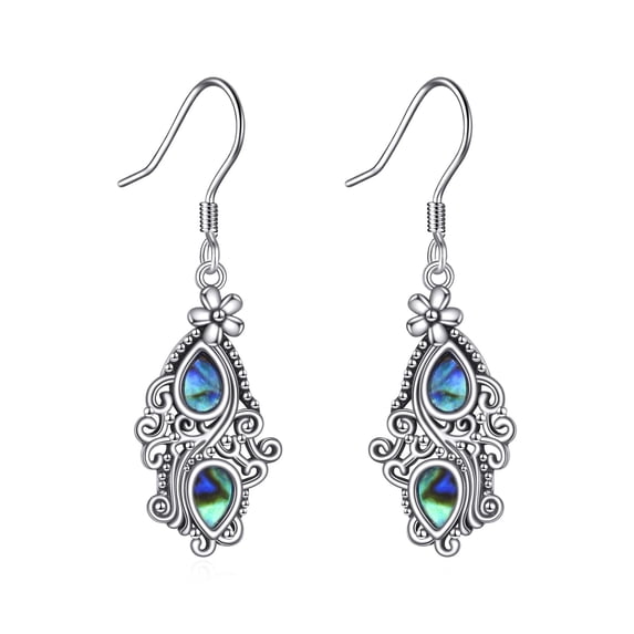 Abalone Shell Dangle Drop Earrings for Women 925 Sterling Silver ...
