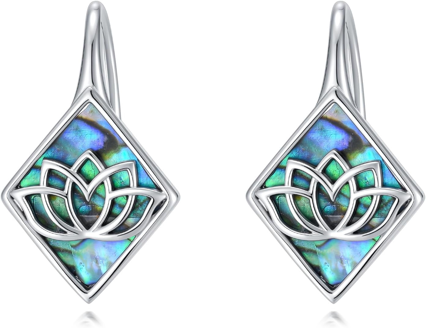 Abalone Shell Earrings for Women 925 Sterling Silver Tree of Life Lotus ...