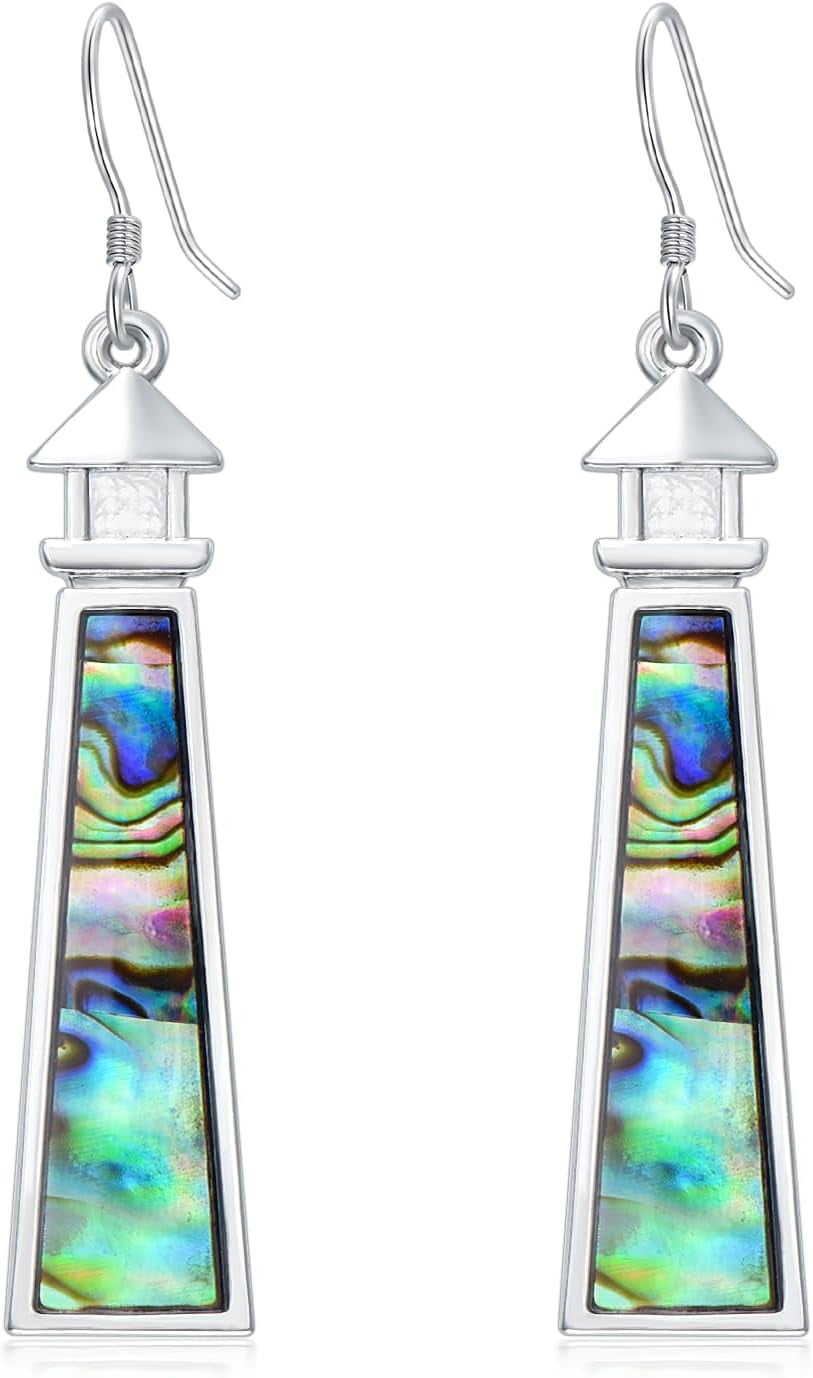 Abalone Shell Lighthouse Earrings for Women Sterling Silver Lighthouse ...
