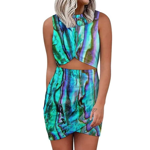 Abalone Shell Loose Pocket Dress Summer Sexy V Neck Dress Print Short ...