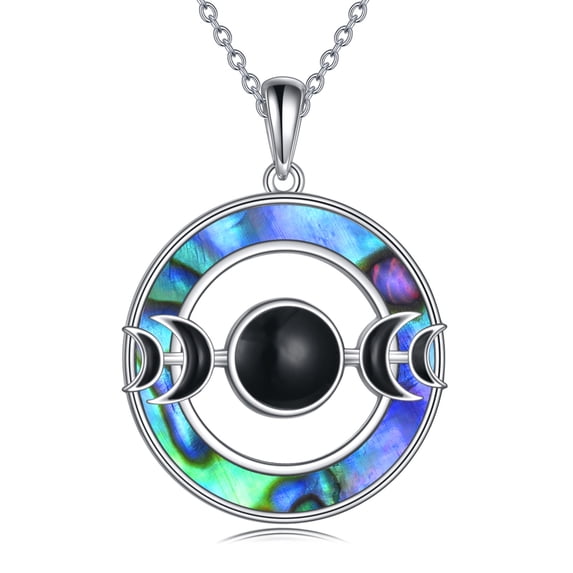 Abalone Shell Moon Pendant Necklace Sterling Silver Moon Wicca ...