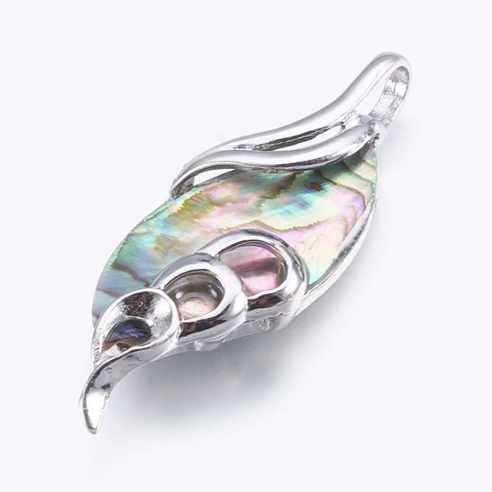 Abalone Shell/Paua Shell Big Pendants with Brass Findings Leaf Platinum ...
