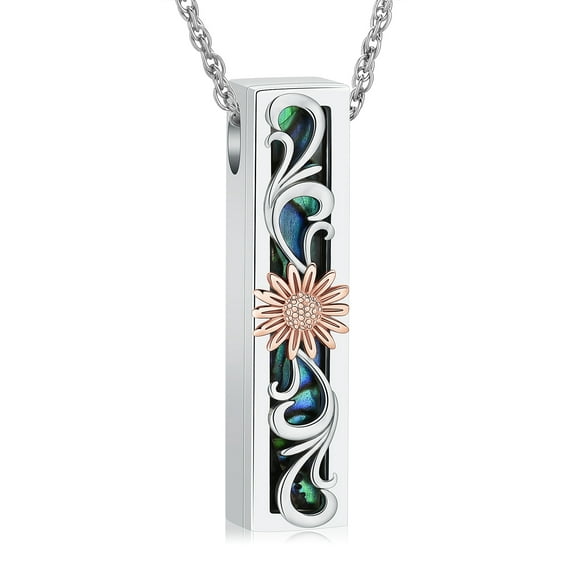 Abalone Shell Sunflower Cremation Jewelry Necklaces Vertical Bar Urn ...