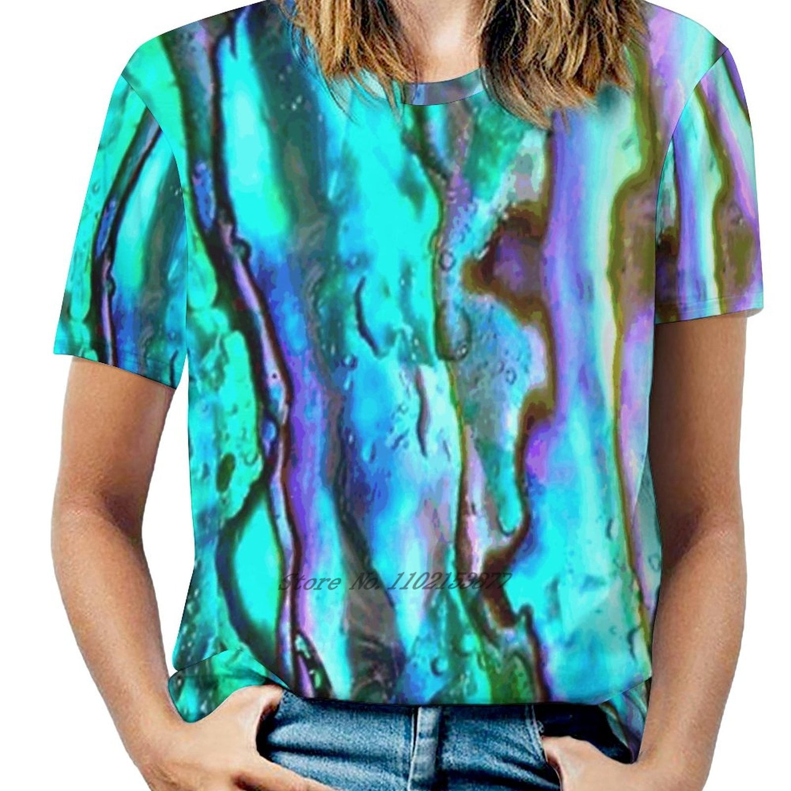 Abalone Shell Zipper Sexy T-Shirt Casual Tops Hollow Pullover Ladies ...