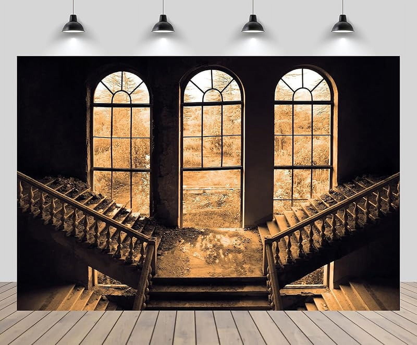 Abandoned Castle Backdrop Stone Staircase with Concrete Railings Big ...