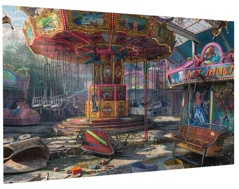 Abandoned Gloomy amusement park 100 Piece Jigsaw Puzzle for Adults ...