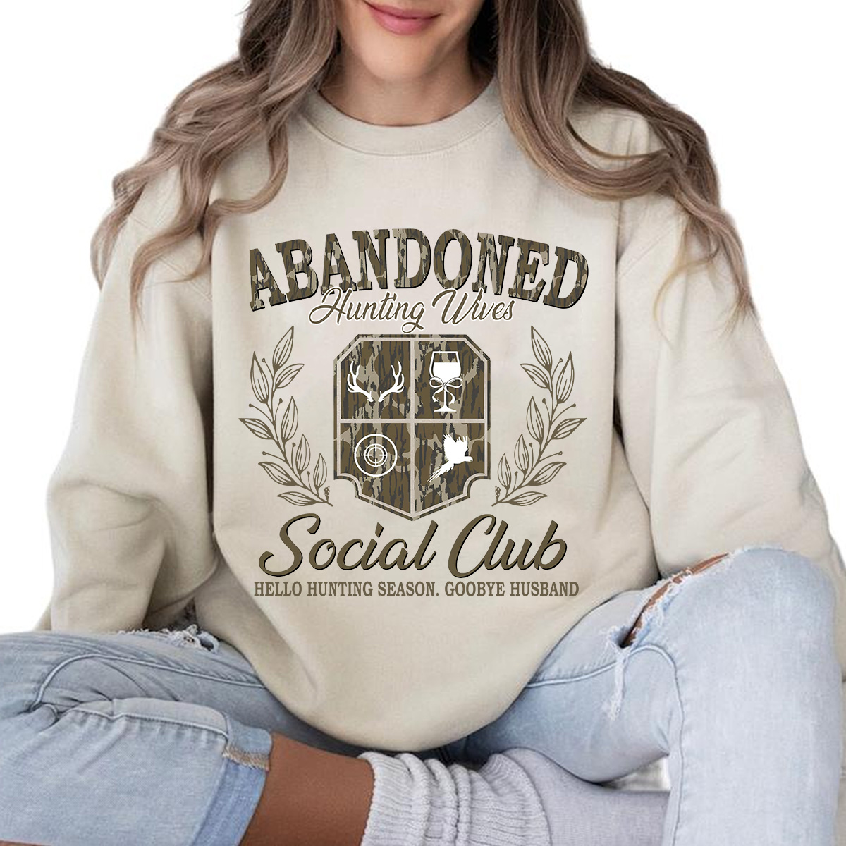 Abandoned Hunting Wives Social Club Sweatshirt – Funny Fall Pullover ...