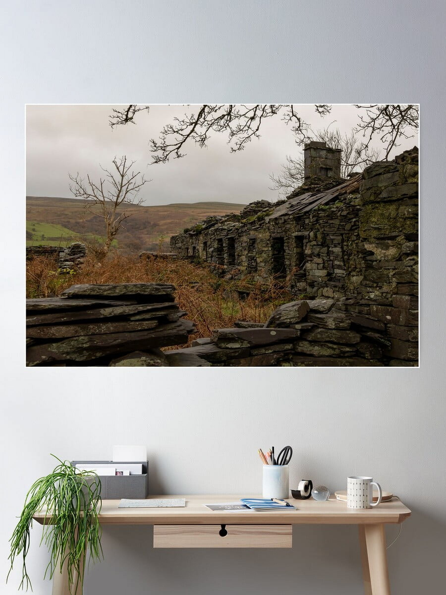 Abandoned Slate Quarry Buildings, Snowdonia, North Wales, Uk Poster ...