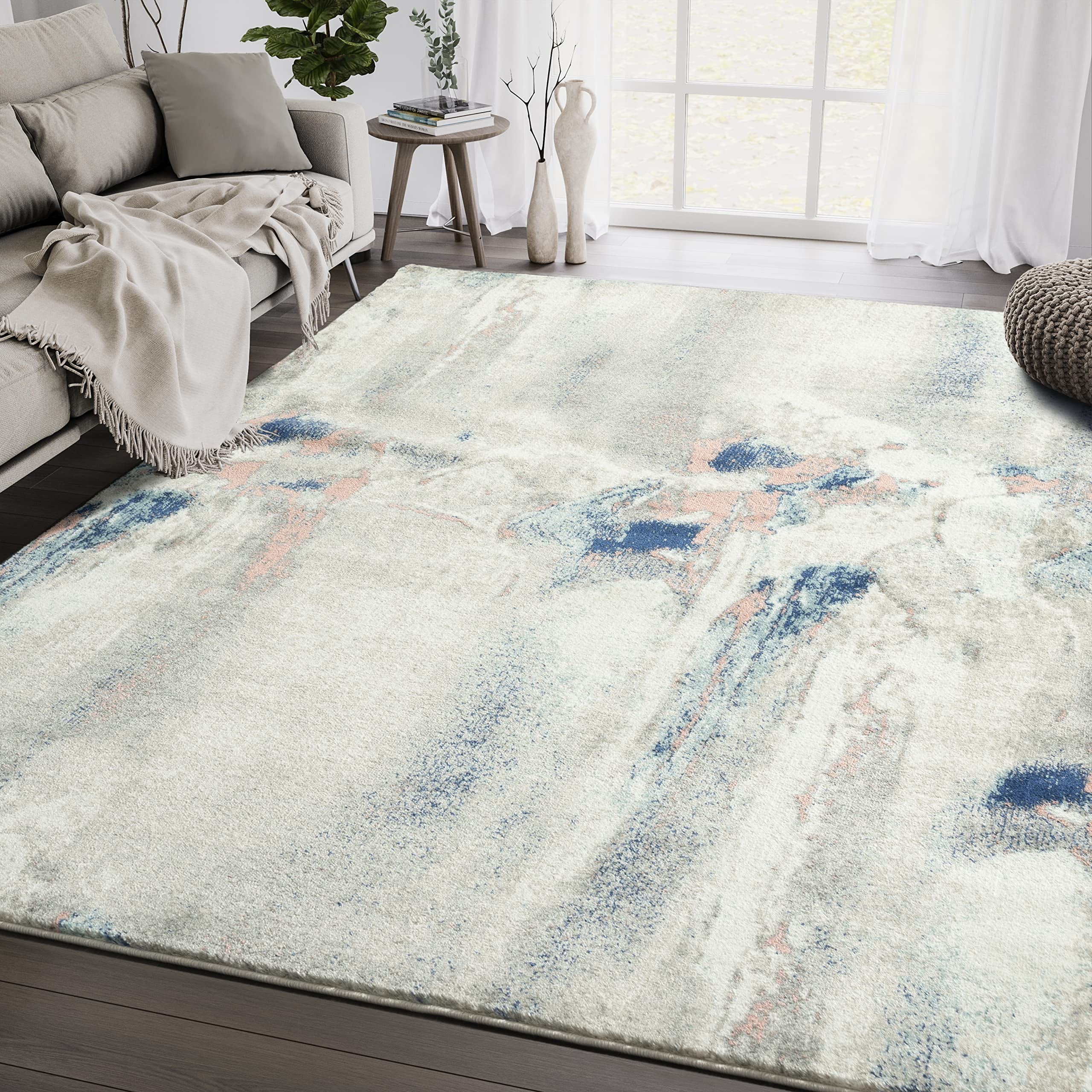 Abani Arto Collection Blue 5x8 Box Design Modern Area Rug - Walmart.com