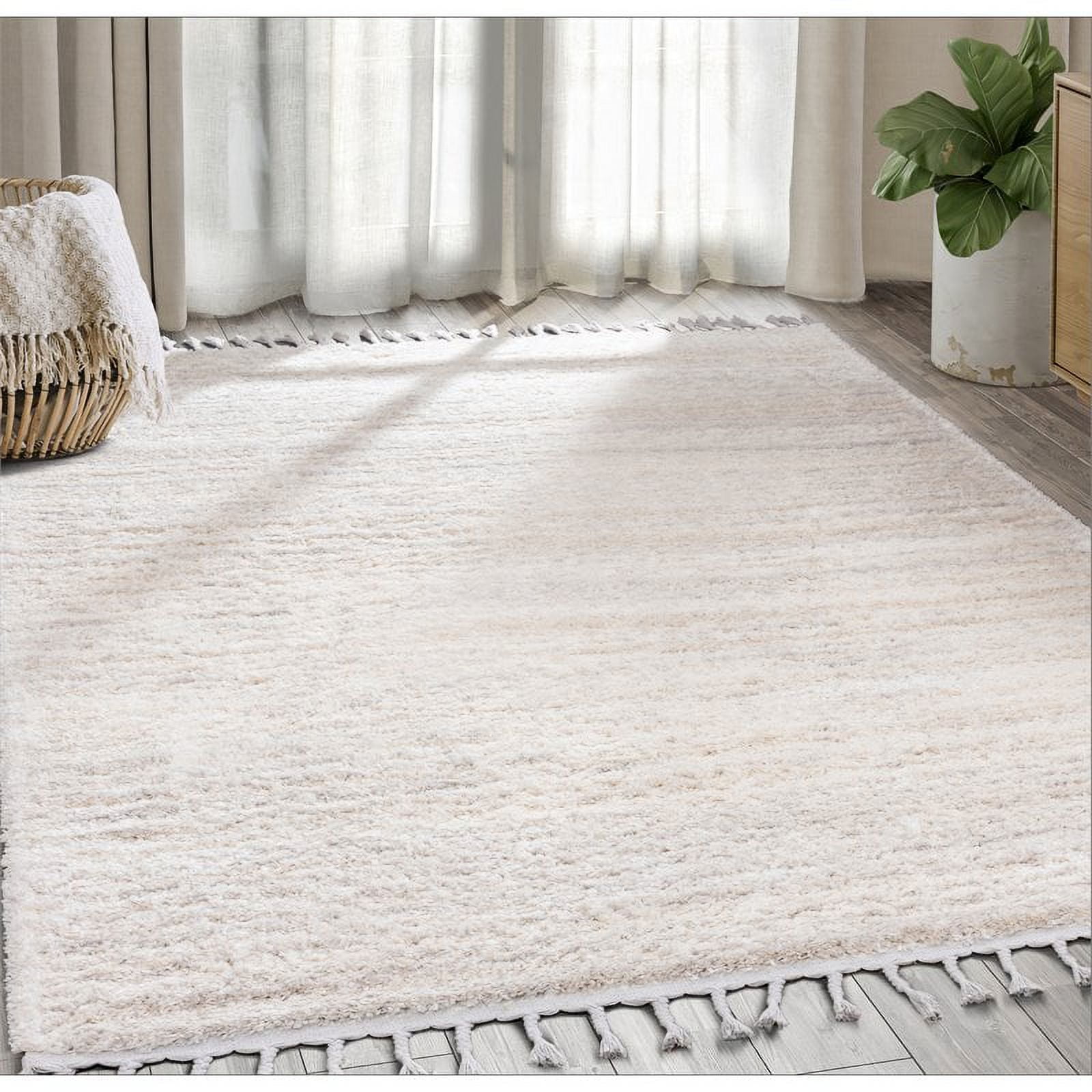 Abani Boston 4'W x 6'D BOS140A Beige Cream Shag Area Rug - Walmart.com